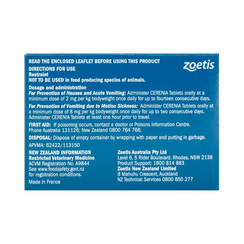 Cerenia Tablets 60 mg 4’ - Lee Guan Chuan Pte Ltd